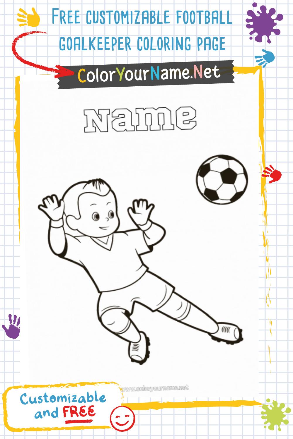 Free customizable football goalkeeper coloring page