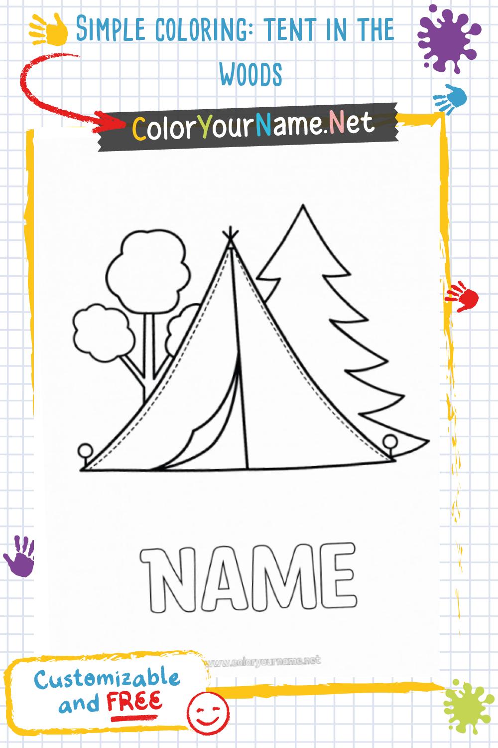 Simple coloring: tent in the woods