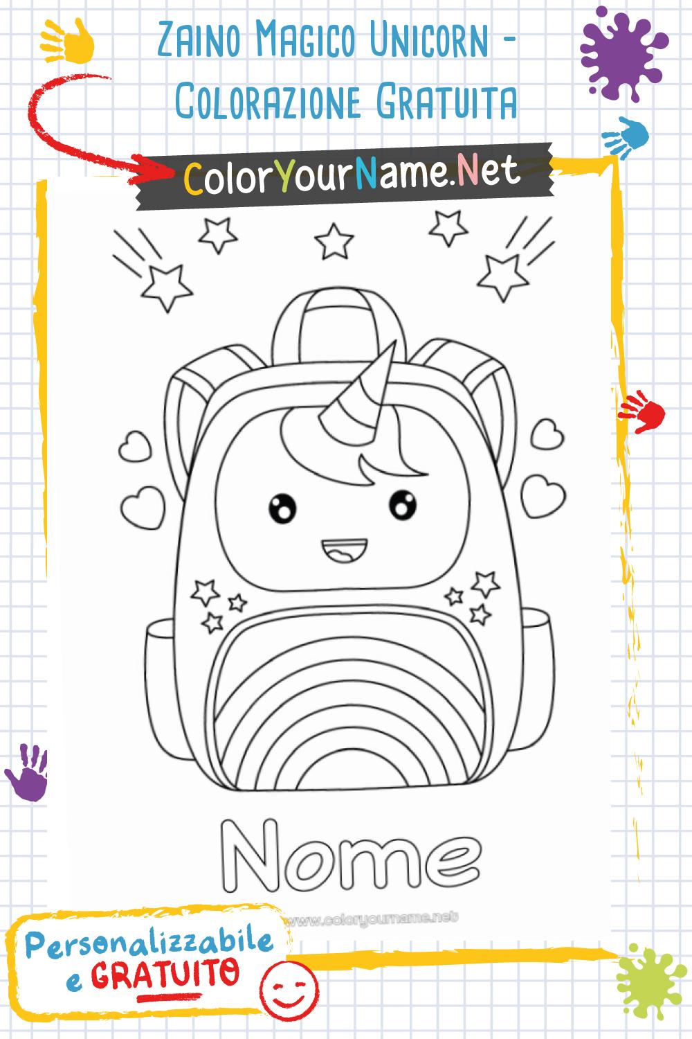 Zaino Magico Unicorn - Colorazione Gratuita