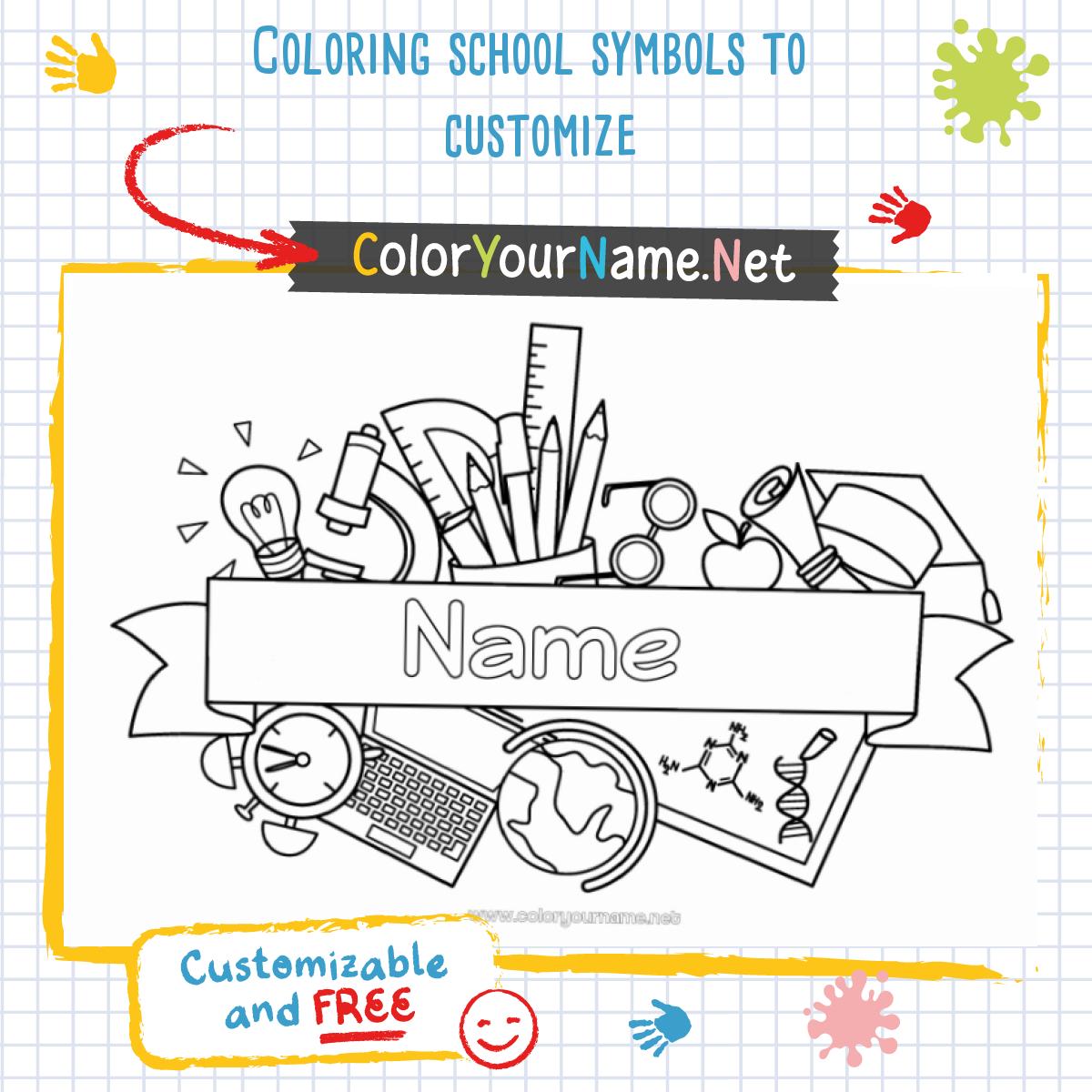 Coloring school symbols to customize