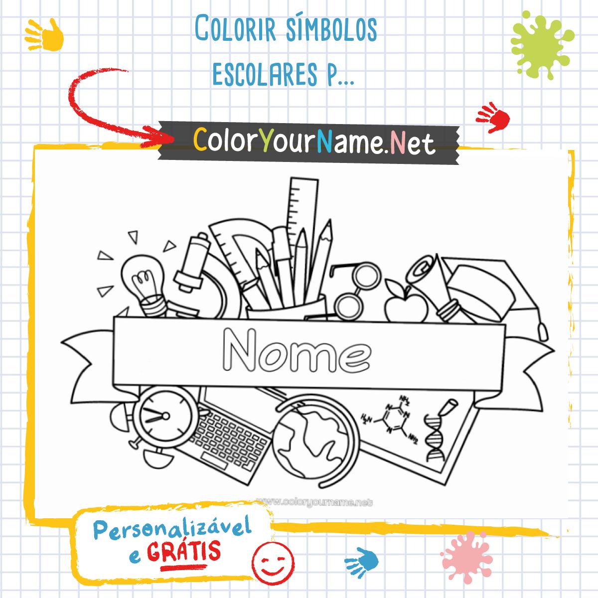 Colorir símbolos escolares para personalizar