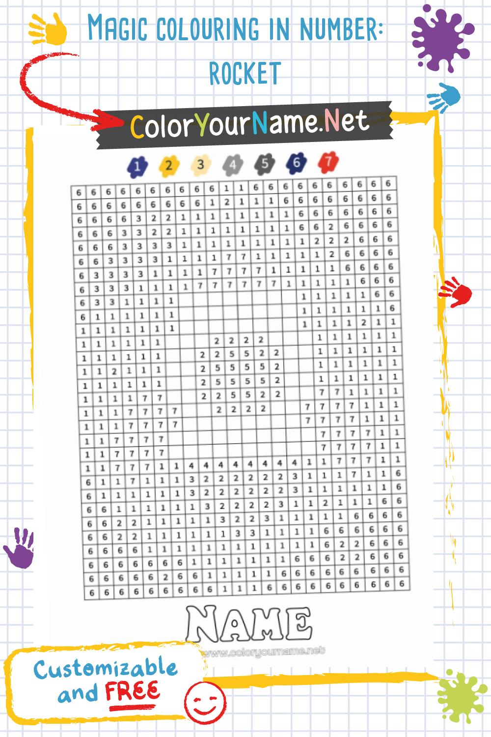 Magic colouring in number: rocket