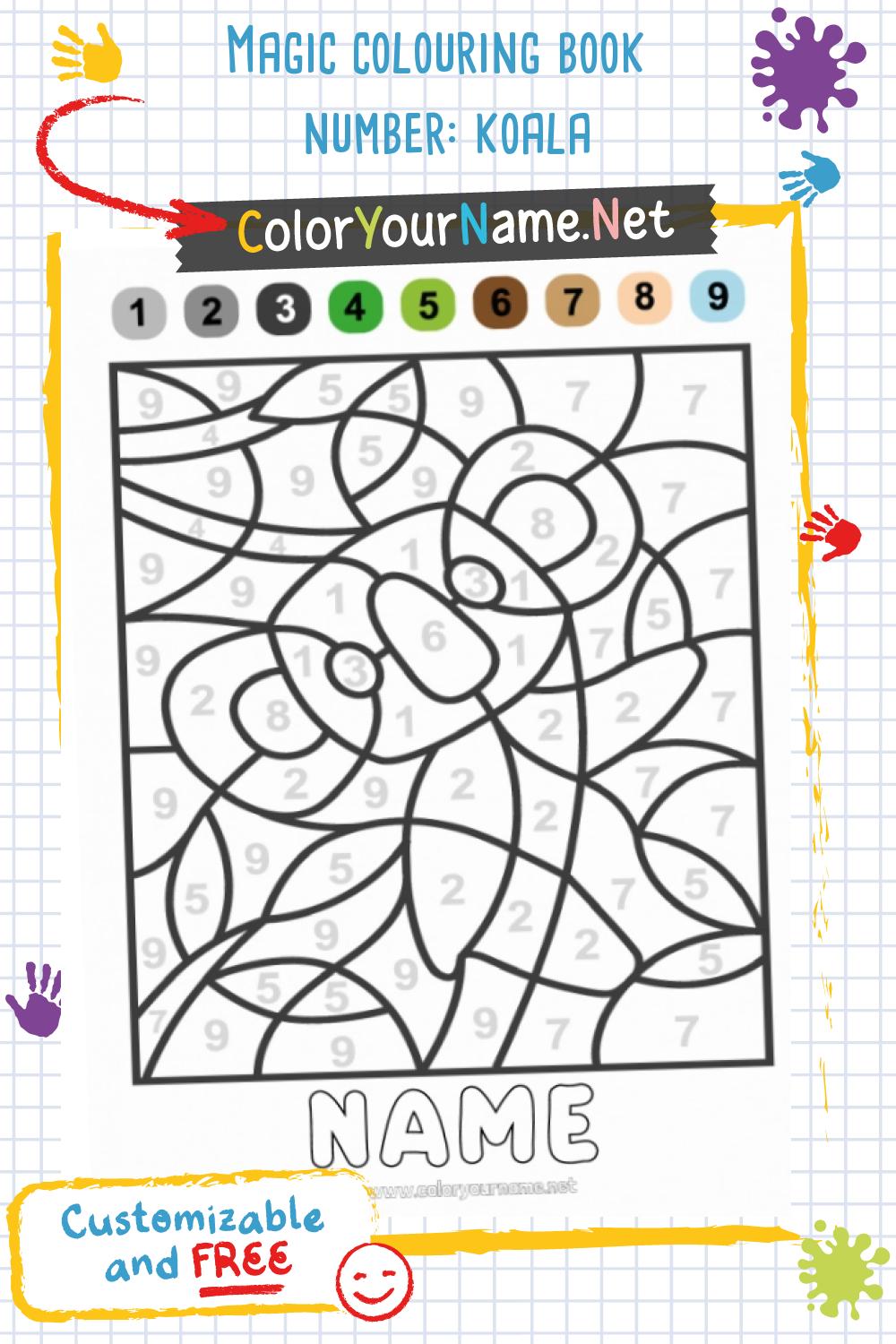 Magic colouring book number: koala