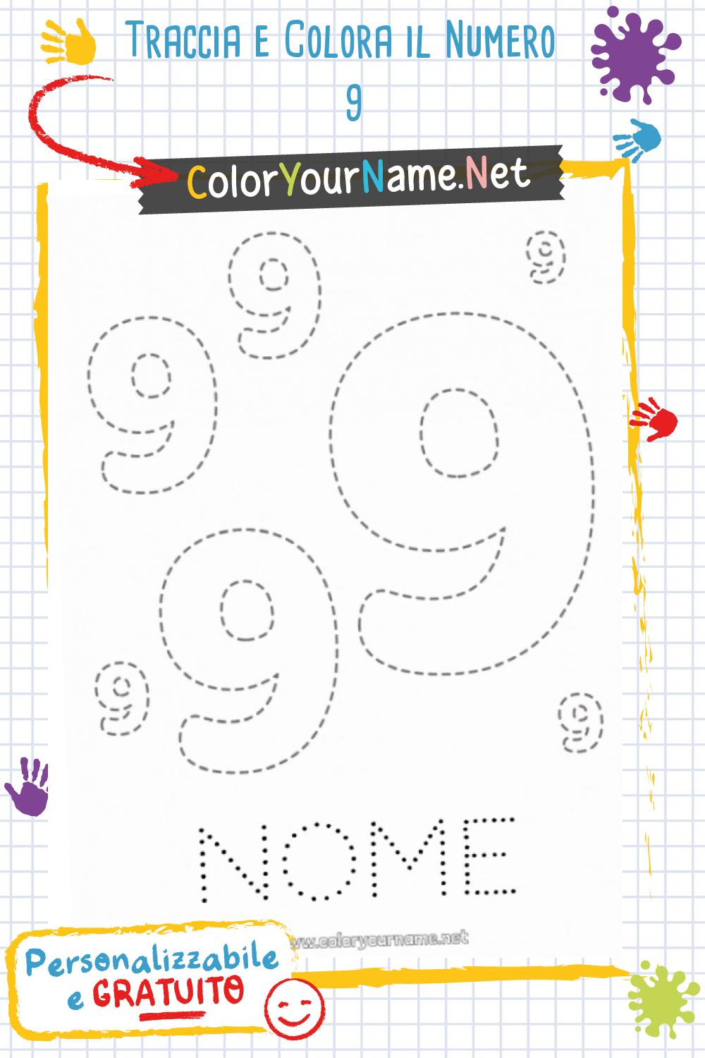 Traccia e Colora il Numero 9