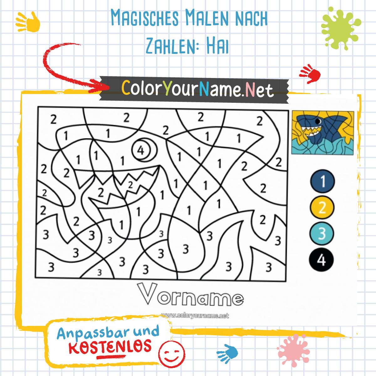 Magisches Malen nach Zahlen: Hai