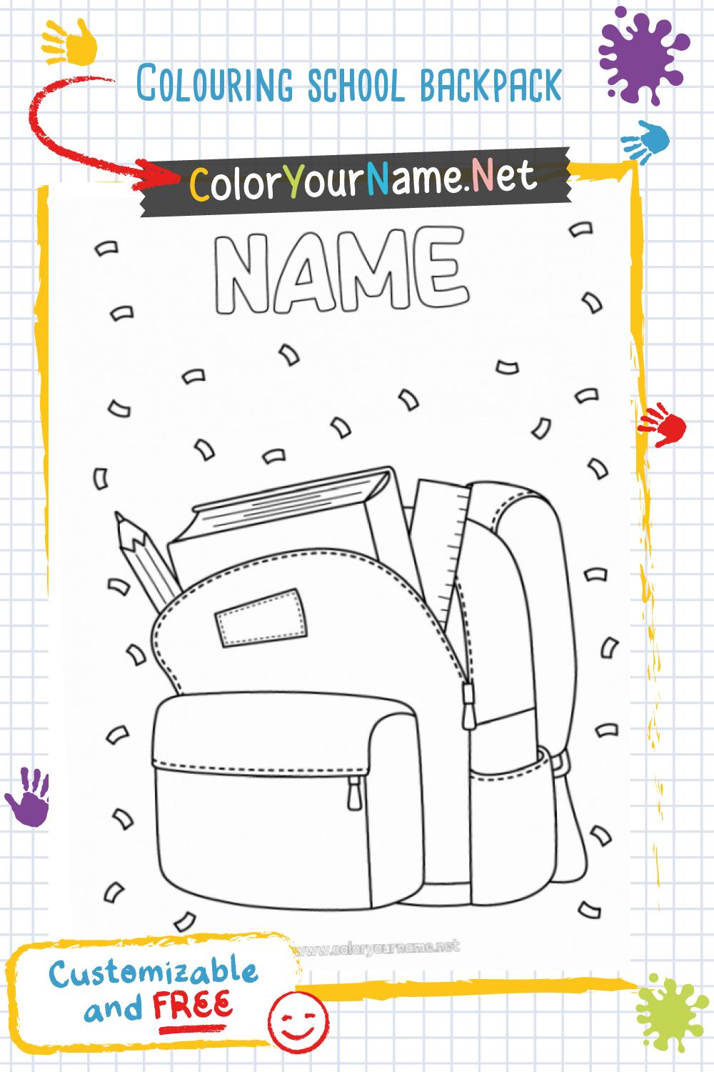 Colouring school backpack