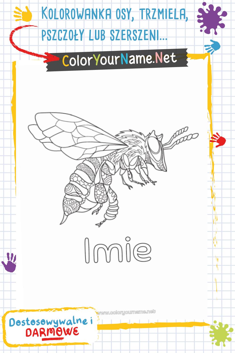 Kolorowanka osy, trzmiela, pszczoły lub szerszenia w stylu zentangle