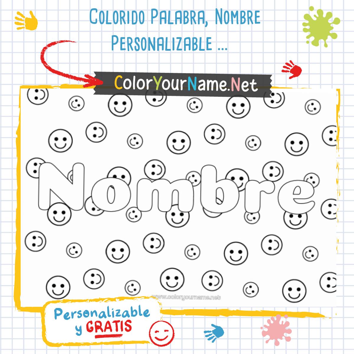 Colorido Palabra, Nombre Personalizable con Emoticones Alegres