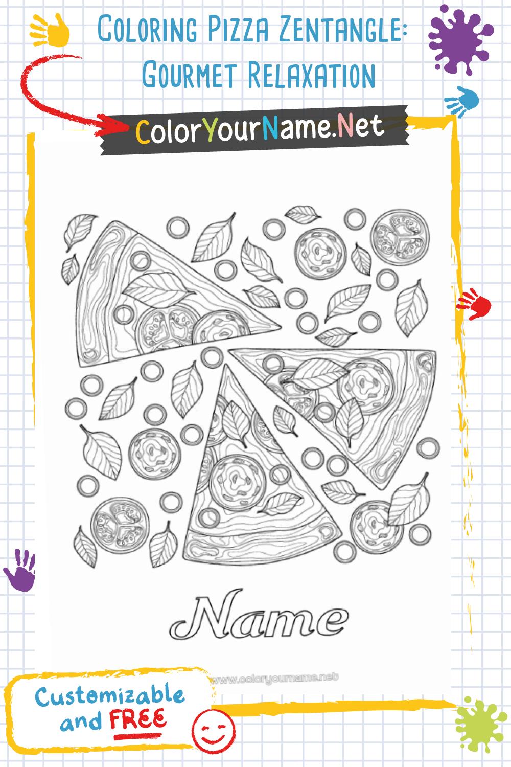 Coloring Pizza Zentangle: Gourmet Relaxation