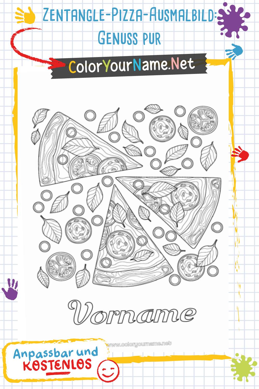 Zentangle-Pizza-Ausmalbild: Genuss pur