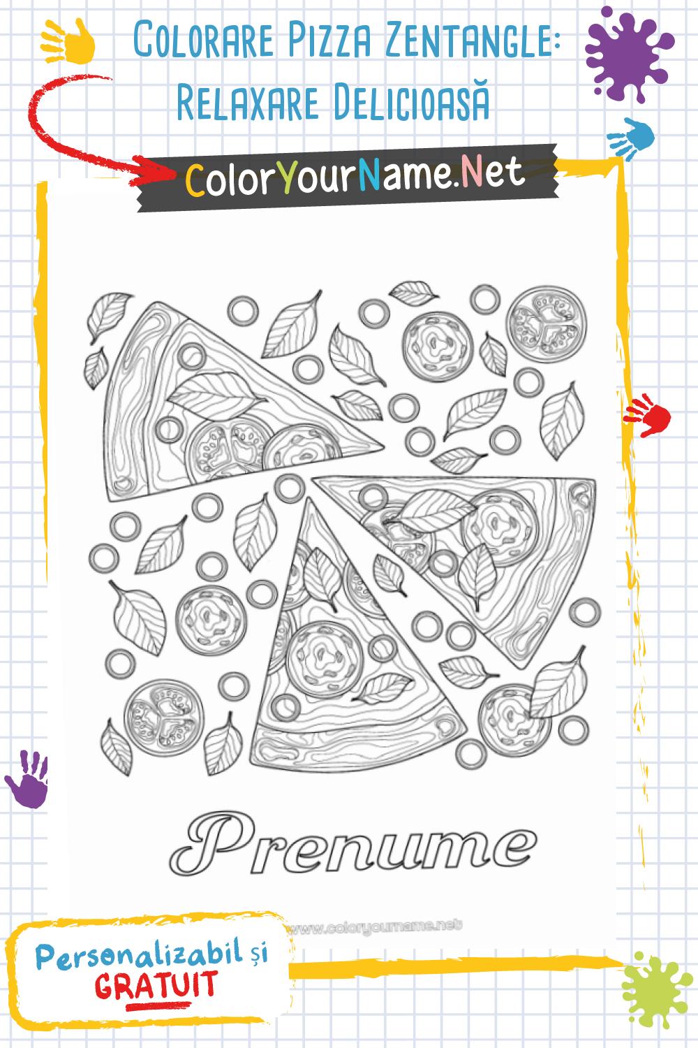 Colorare Pizza Zentangle: Relaxare Delicioasă