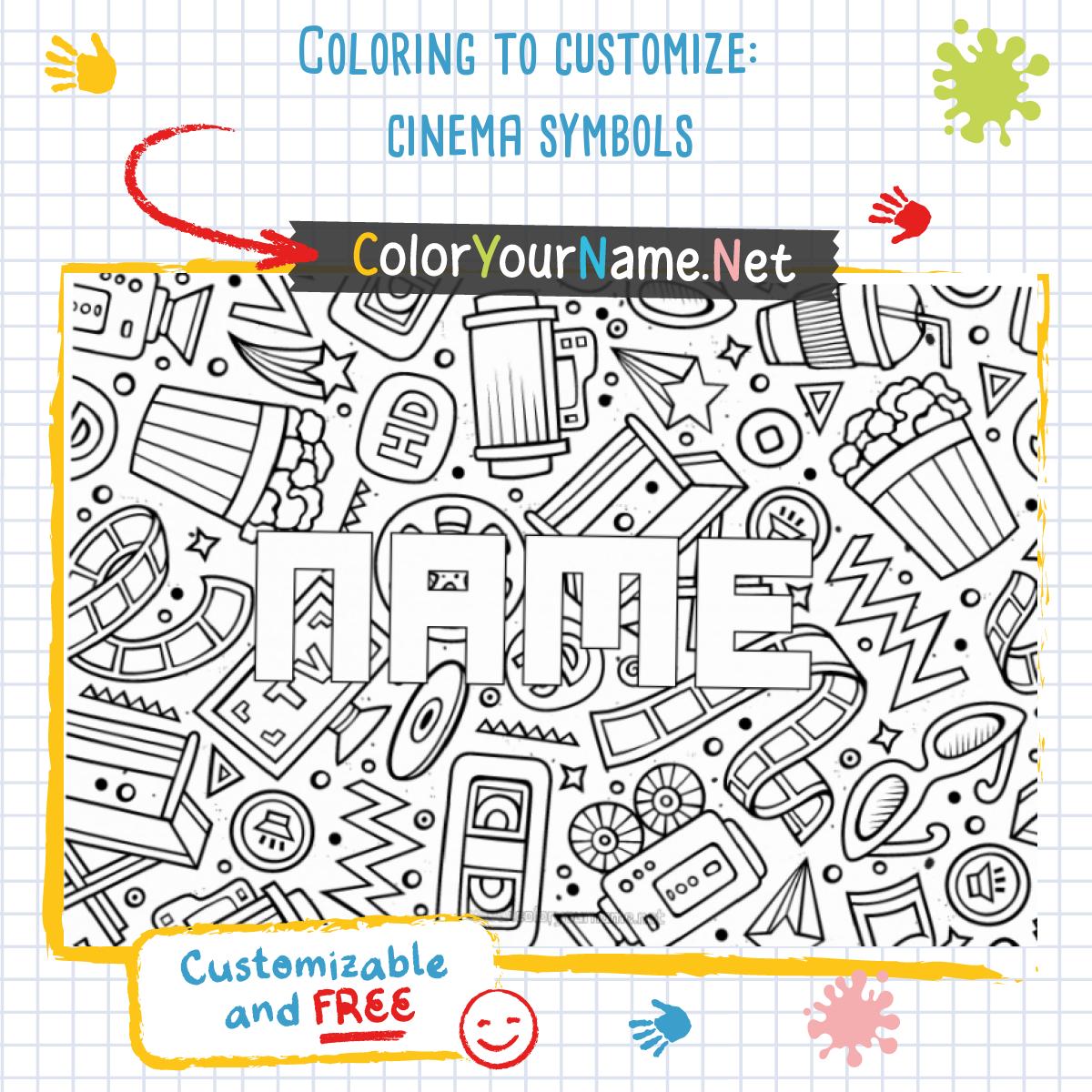 Coloring to customize: cinema symbols