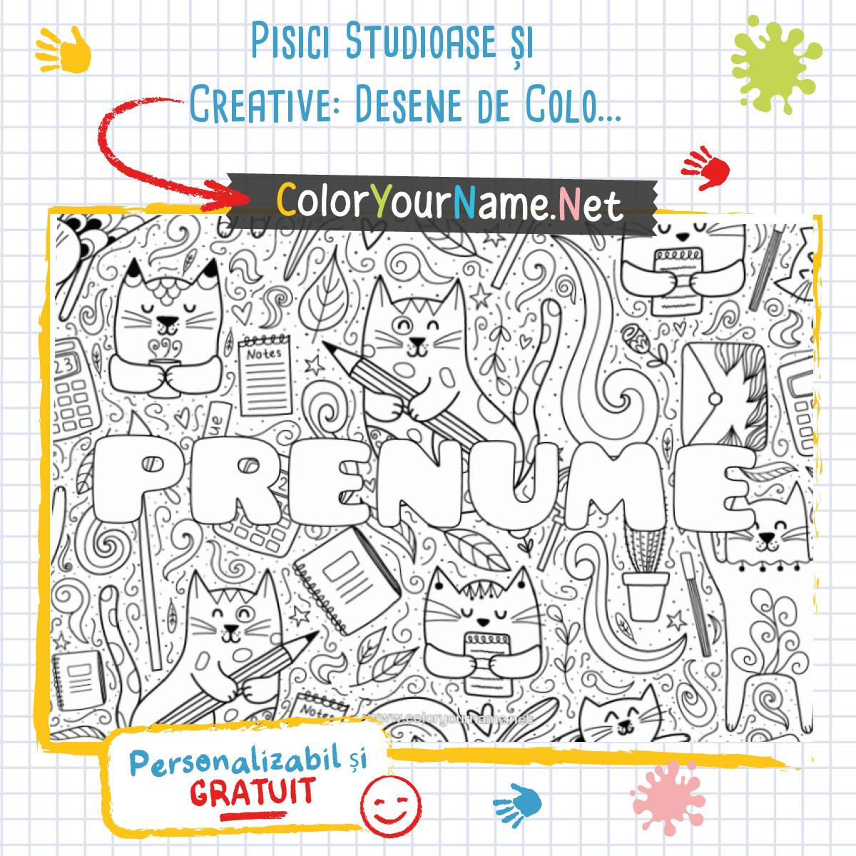 Pisici Studioase și Creative: Desene de Colorat Gratuite de Imprimat