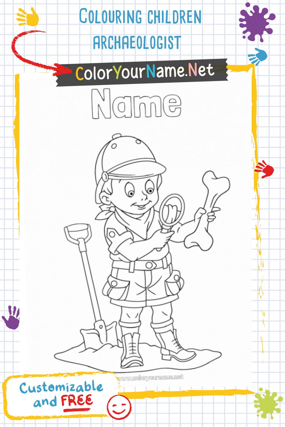 Colouring children archaeologist
