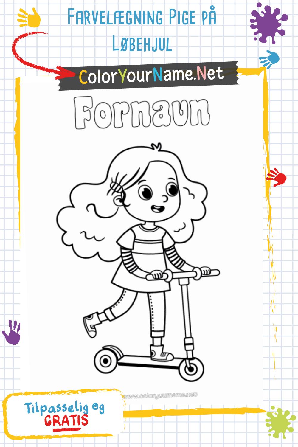 Farvelægning Pige på Løbehjul