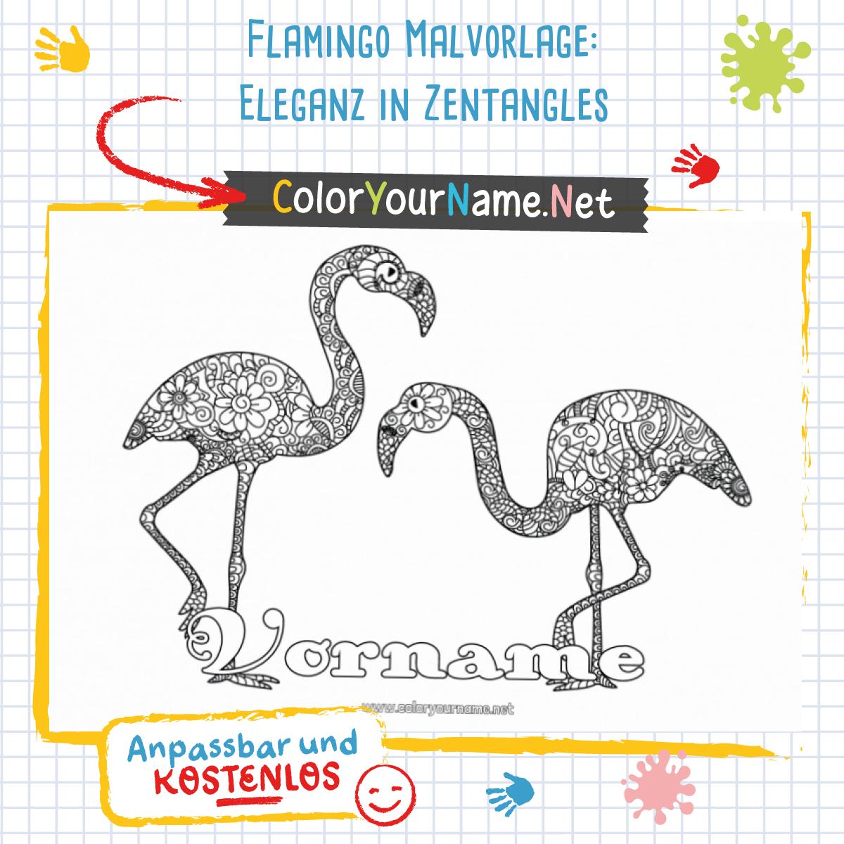 Flamingo Malvorlage: Eleganz in Zentangles