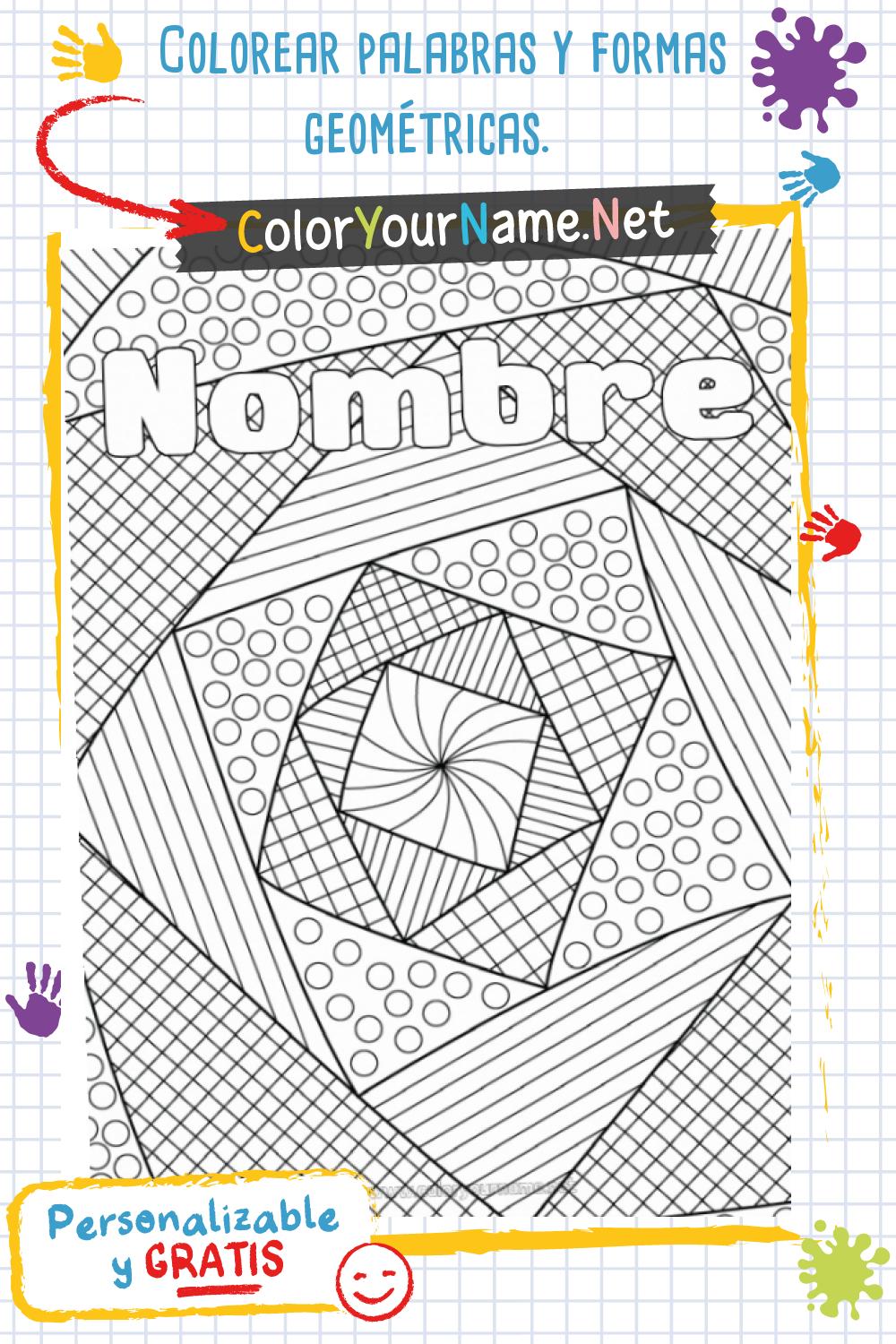 Colorear palabras y formas geométricas.