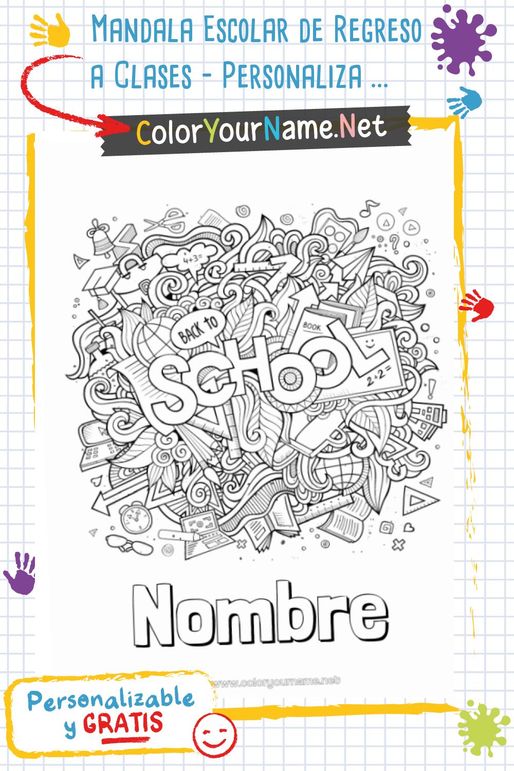 Mandala Escolar de Regreso a Clases - Personaliza con Mensajes o Nombres