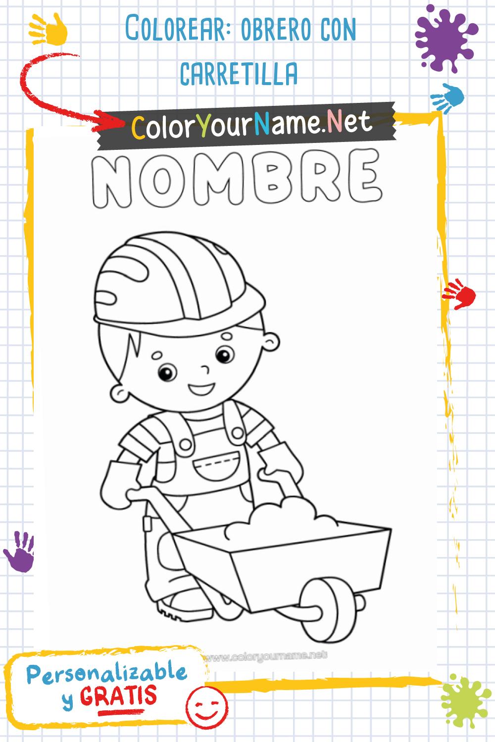 Colorear: obrero con carretilla