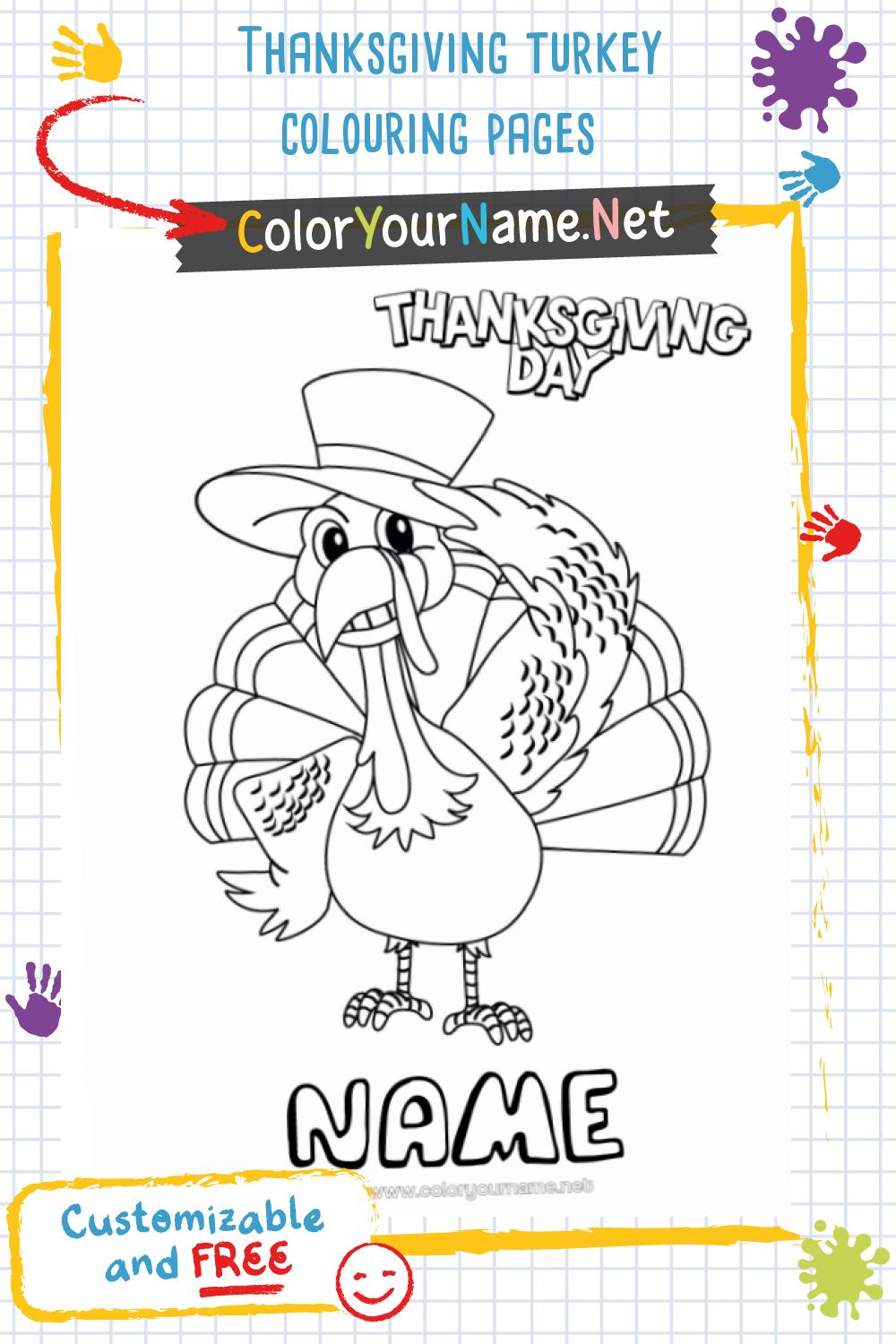 Thanksgiving turkey colouring pages