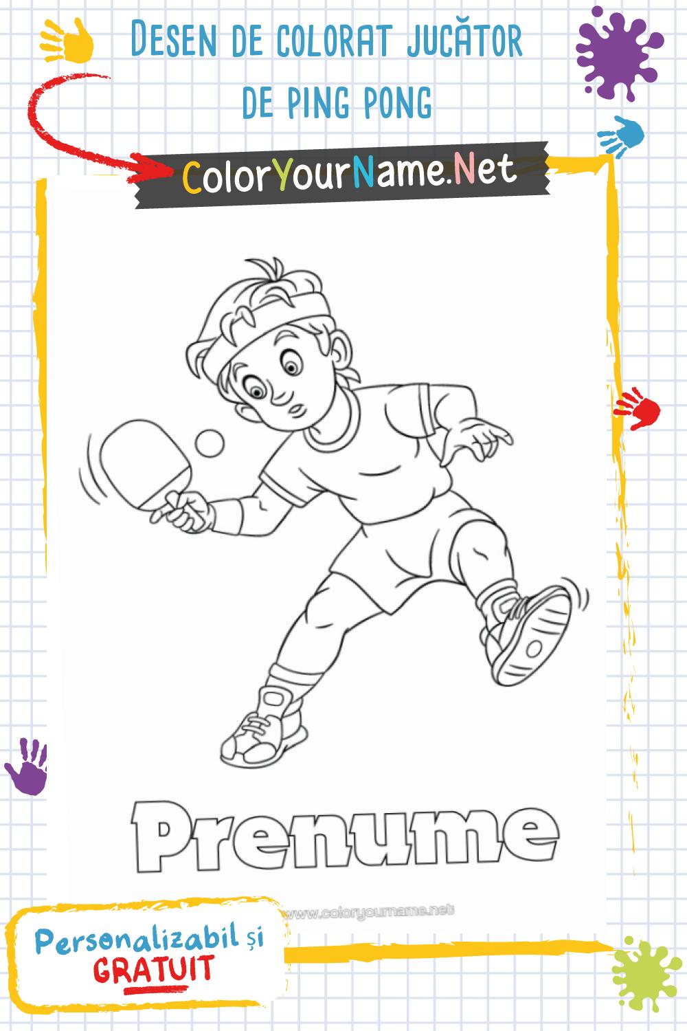 Desen de colorat jucător de ping pong