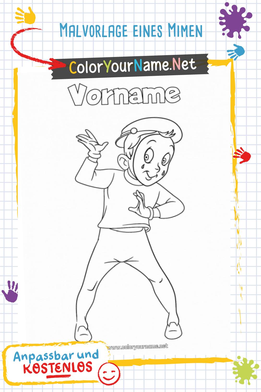 Malvorlage eines Mimen
