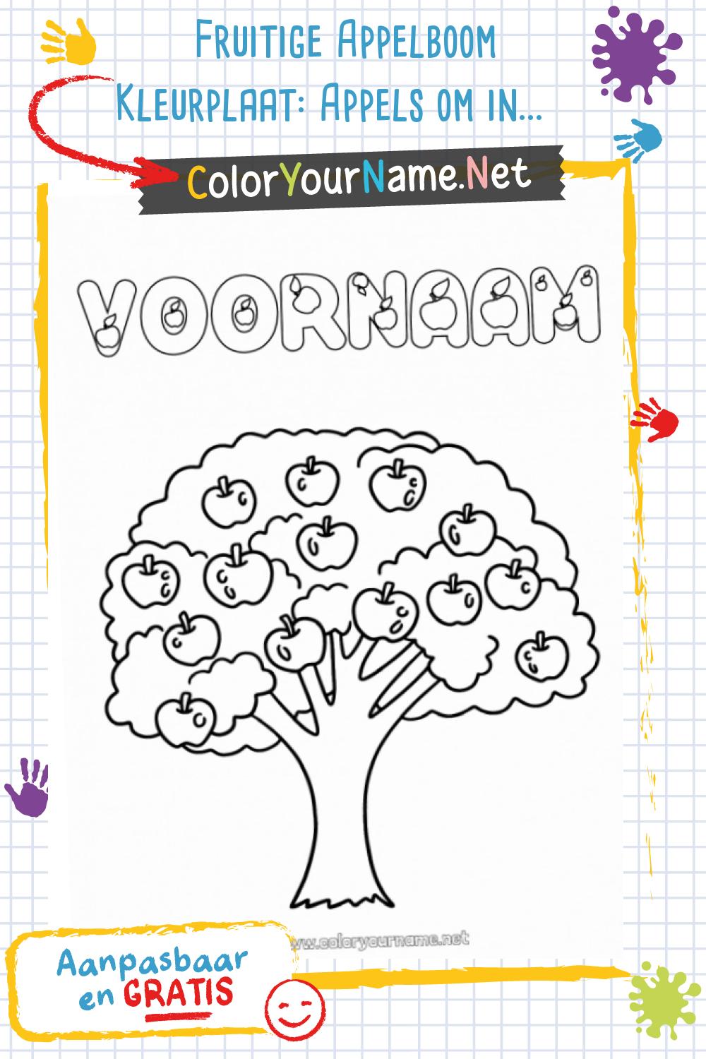 Fruitige Appelboom Kleurplaat: Appels om in te Kleuren