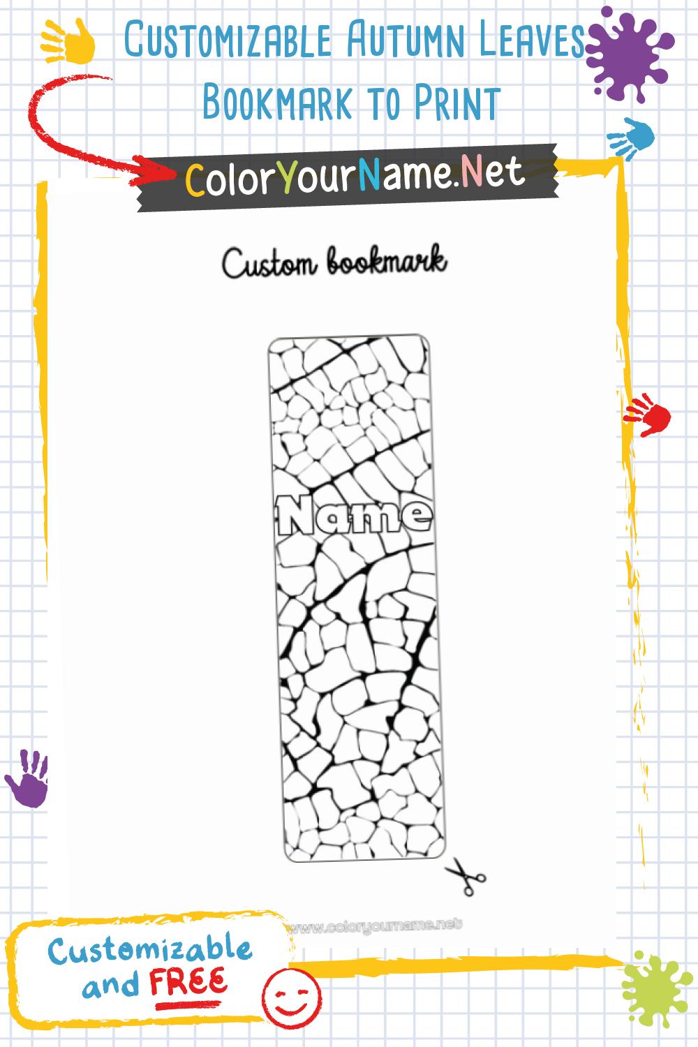 Customizable Autumn Leaves Bookmark to Print