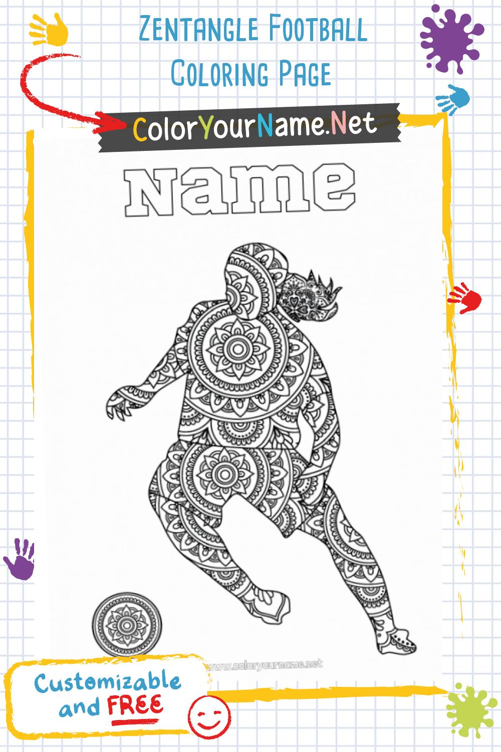 Zentangle Football Coloring Page