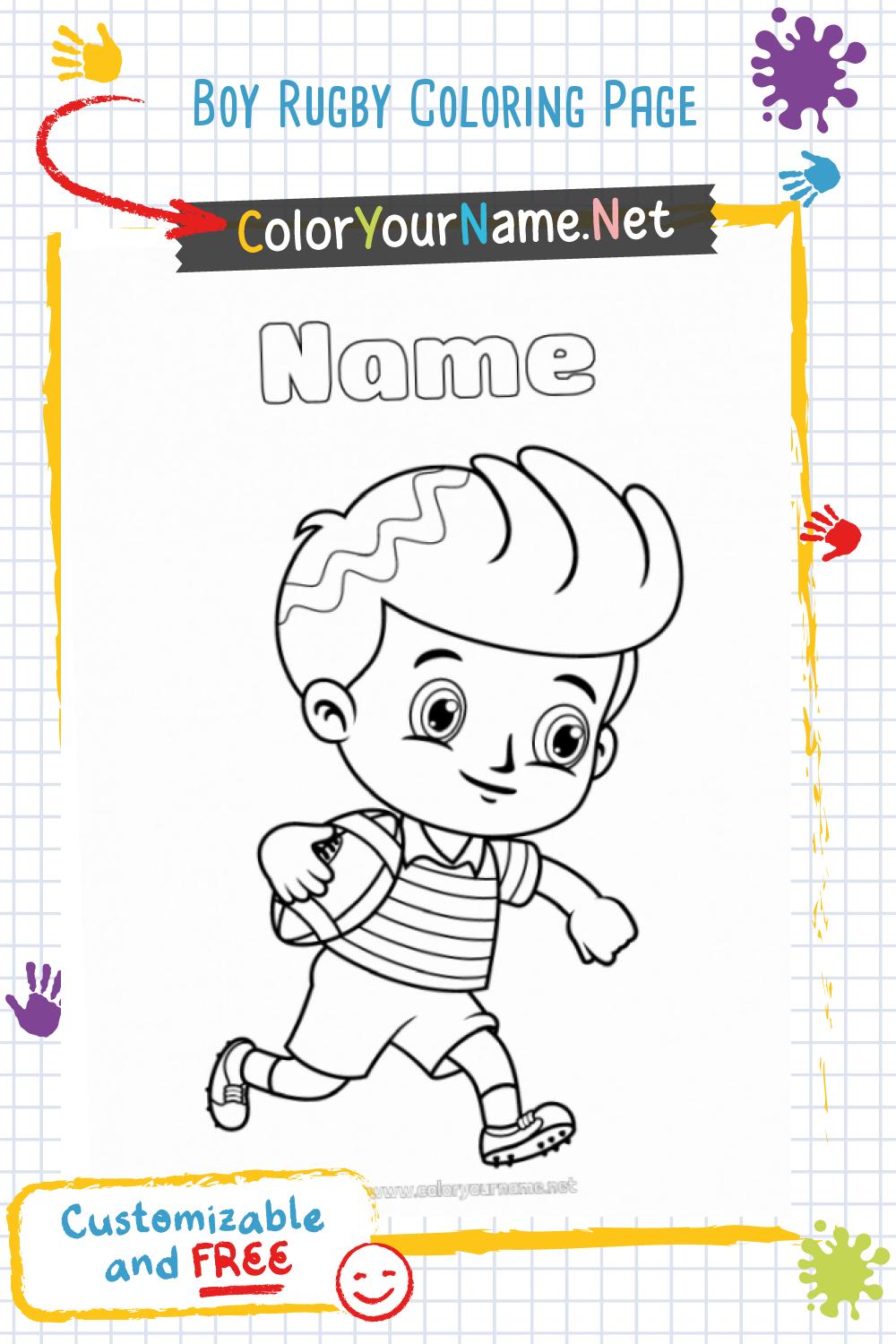 Boy Rugby Coloring Page
