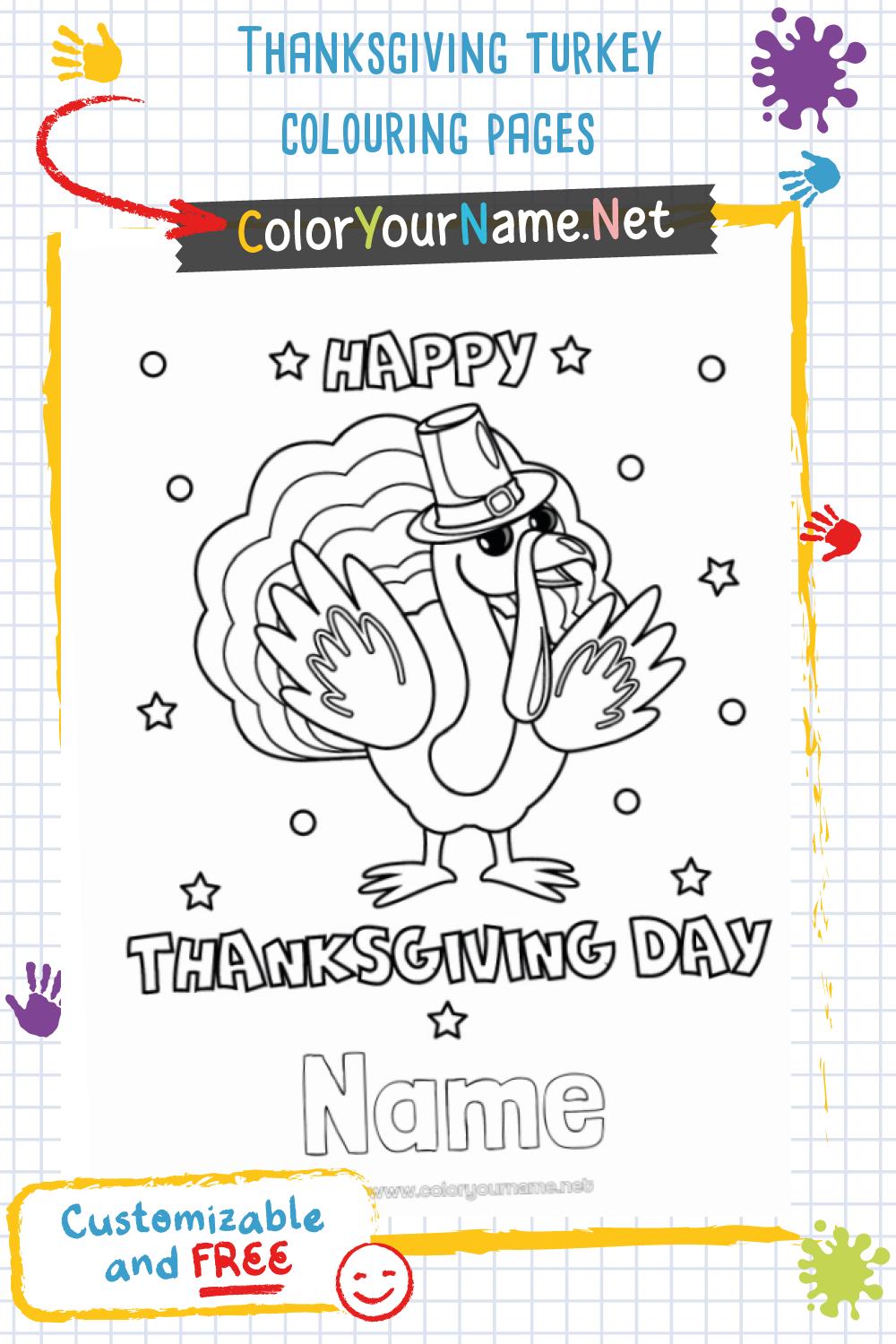 Thanksgiving turkey colouring pages