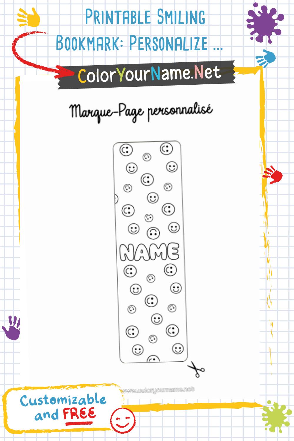 Printable Smiling Bookmark: Personalize and Spread Positivity!