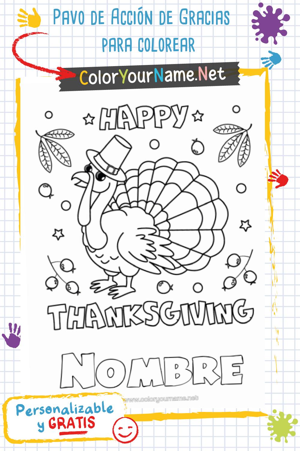 Pavo de Acción de Gracias para colorear