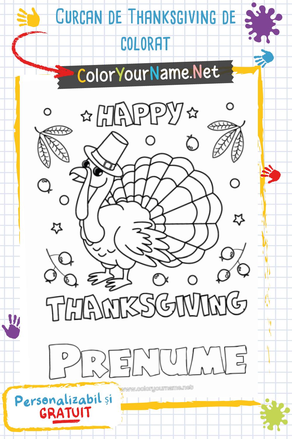 Curcan de Thanksgiving de colorat