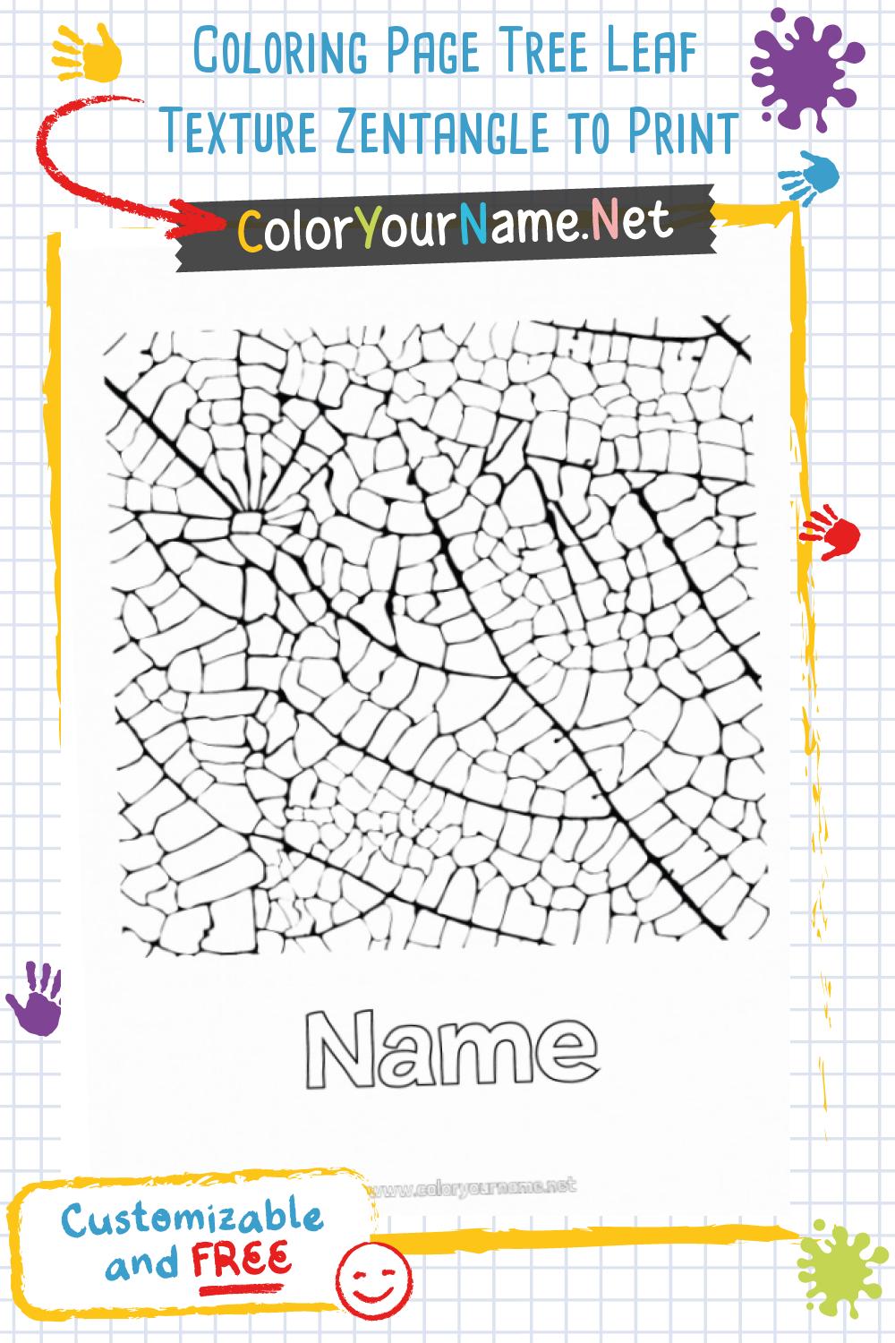 Coloring Page Tree Leaf Texture Zentangle to Print