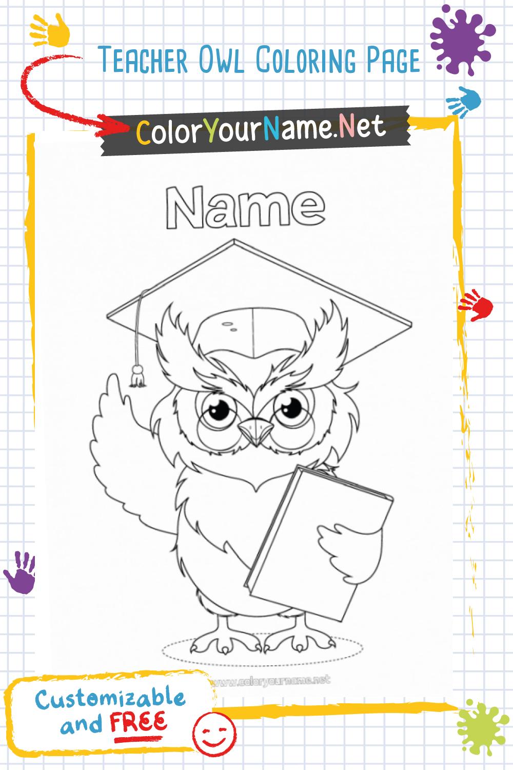 Teacher Owl Coloring Page