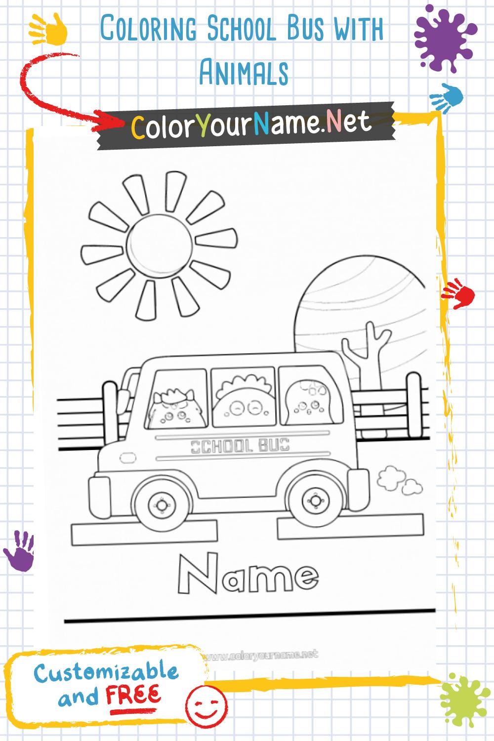Coloring School Bus with Animals