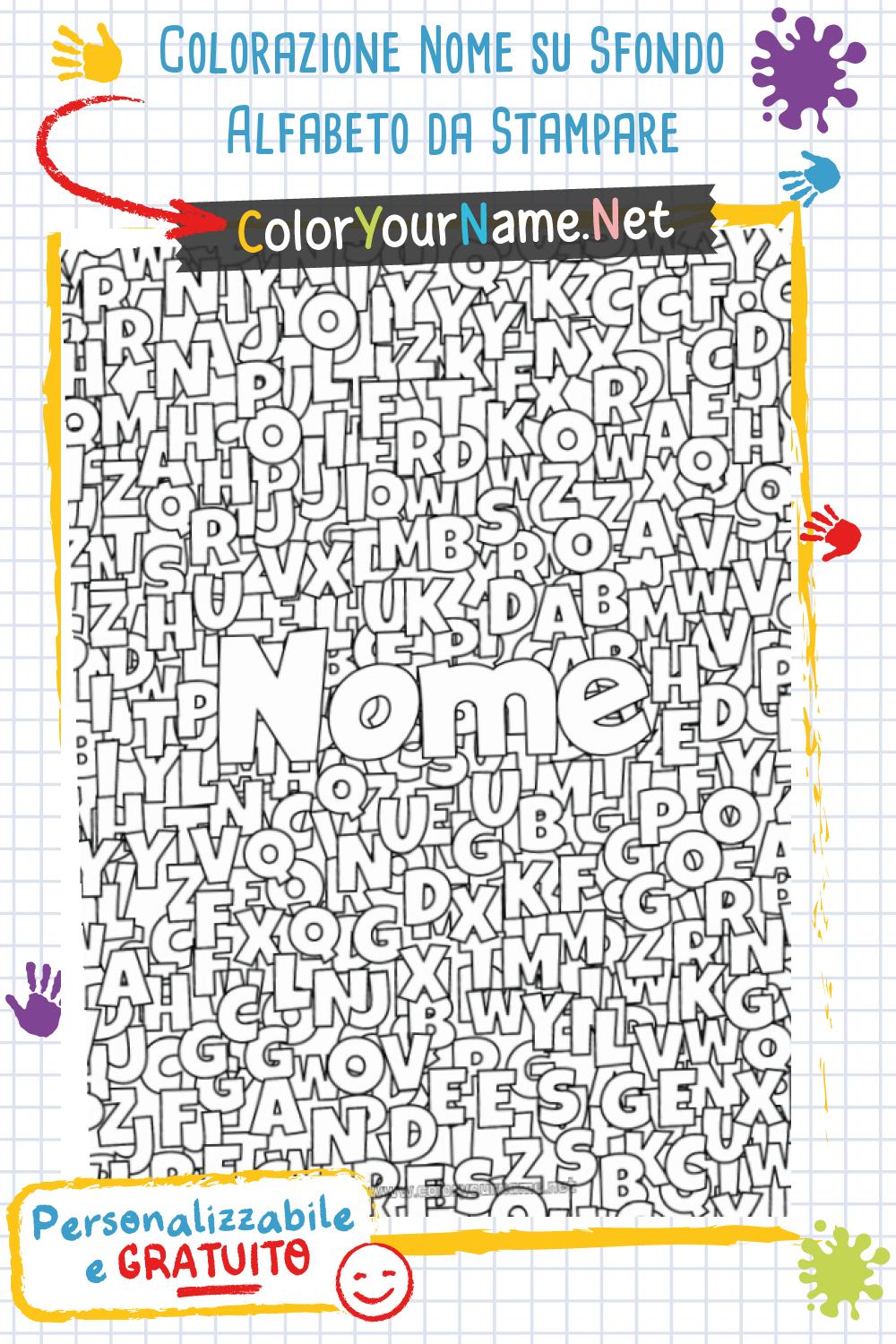 Colorazione Nome su Sfondo Alfabeto da Stampare