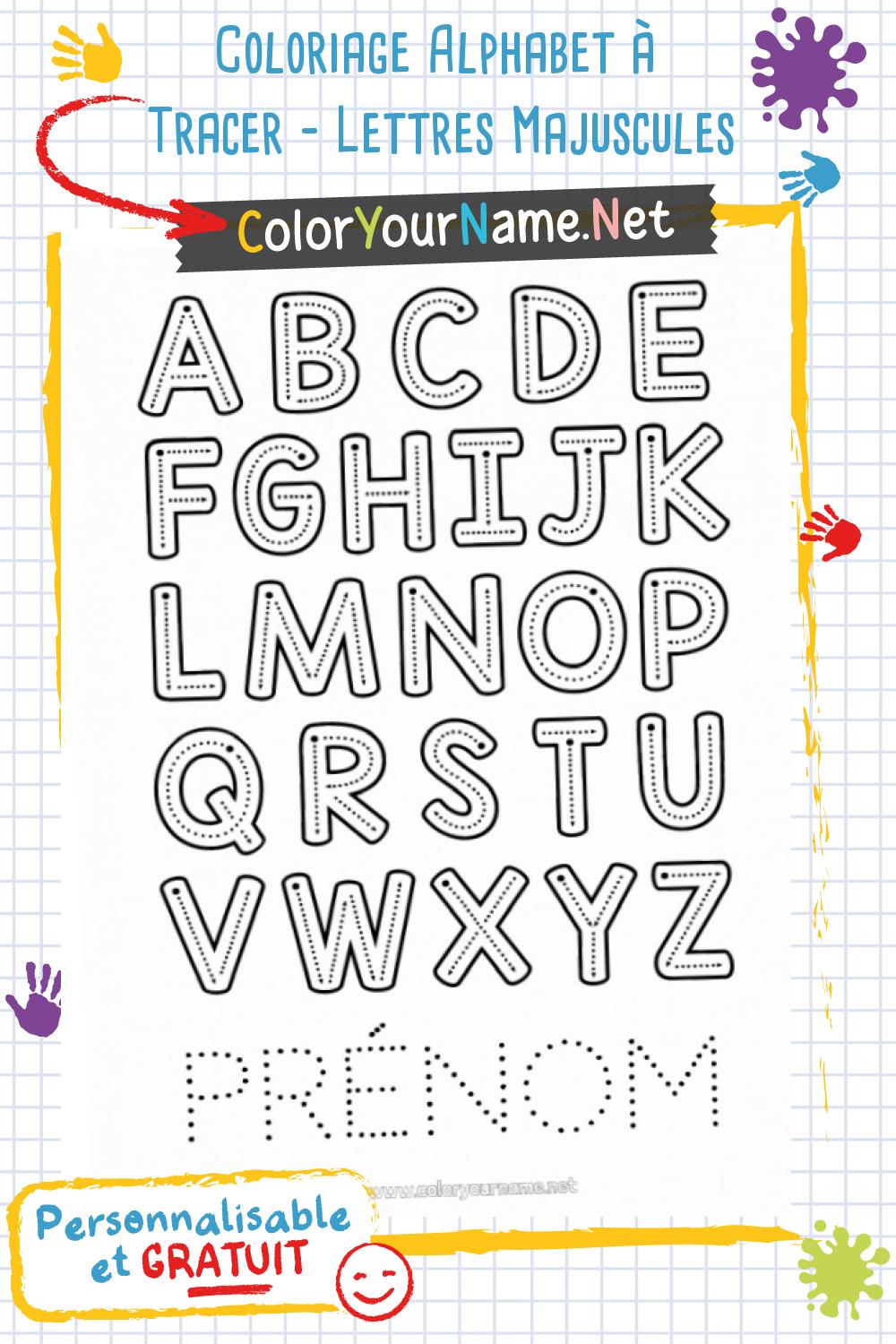 Coloriage Alphabet à Tracer - Lettres Majuscules