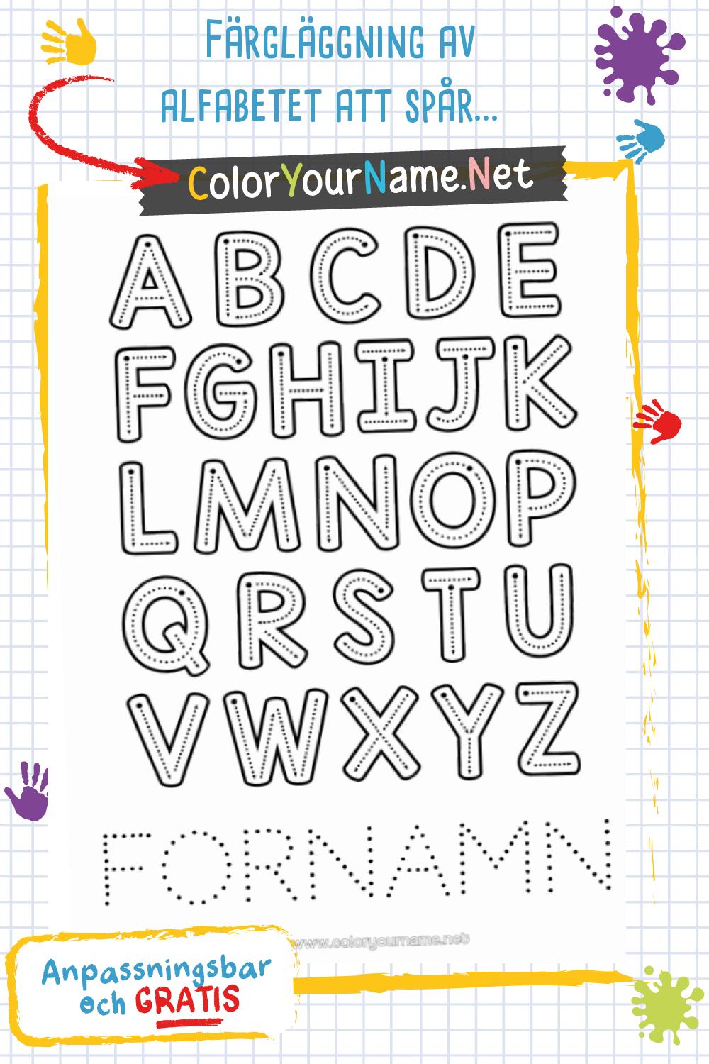 Färgläggning av alfabetet att spåra - Versaler