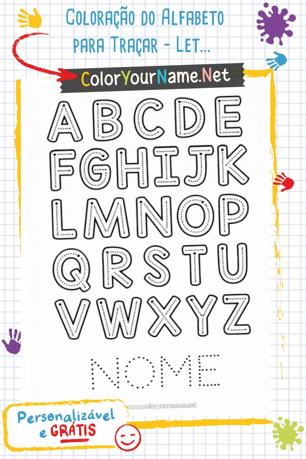 Coloração do Alfabeto para Traçar - Letras Maiúsculas