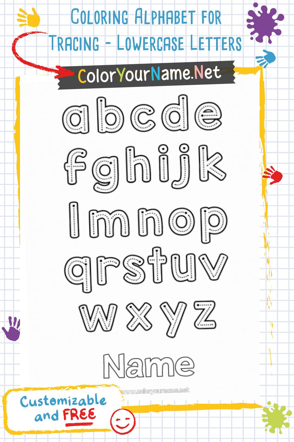Coloring Alphabet for Tracing - Lowercase Letters