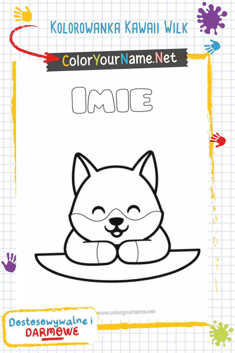 Kolorowanka Kawaii Wilk