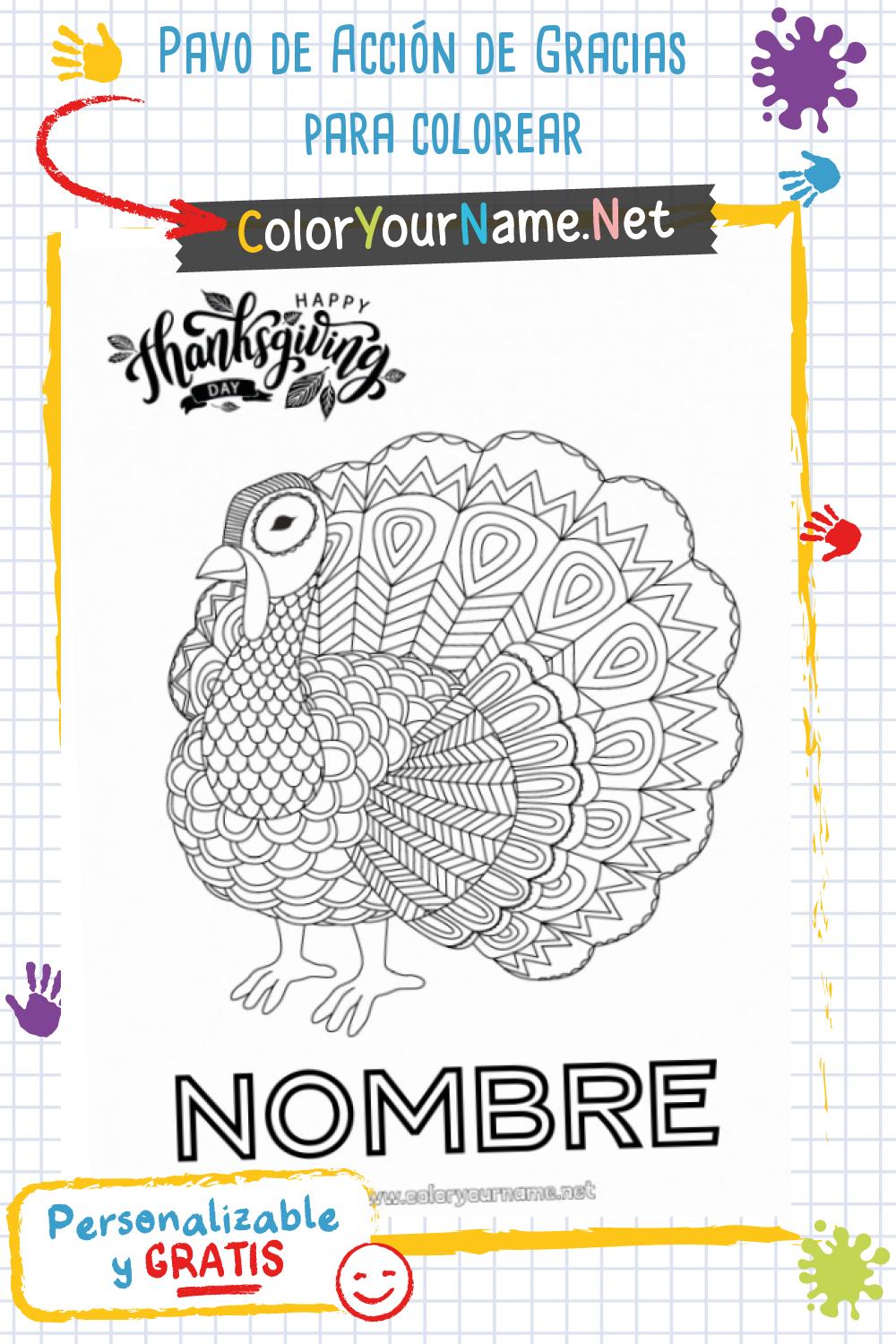 Pavo de Acción de Gracias para colorear