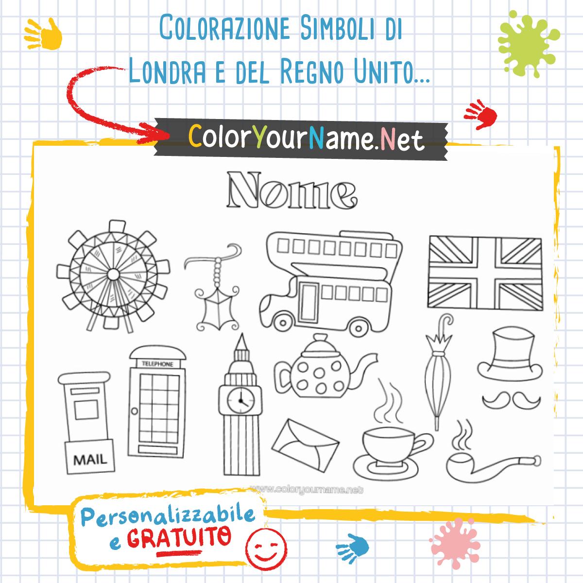 Colorazione Simboli di Londra e del Regno Unito da Stampare
