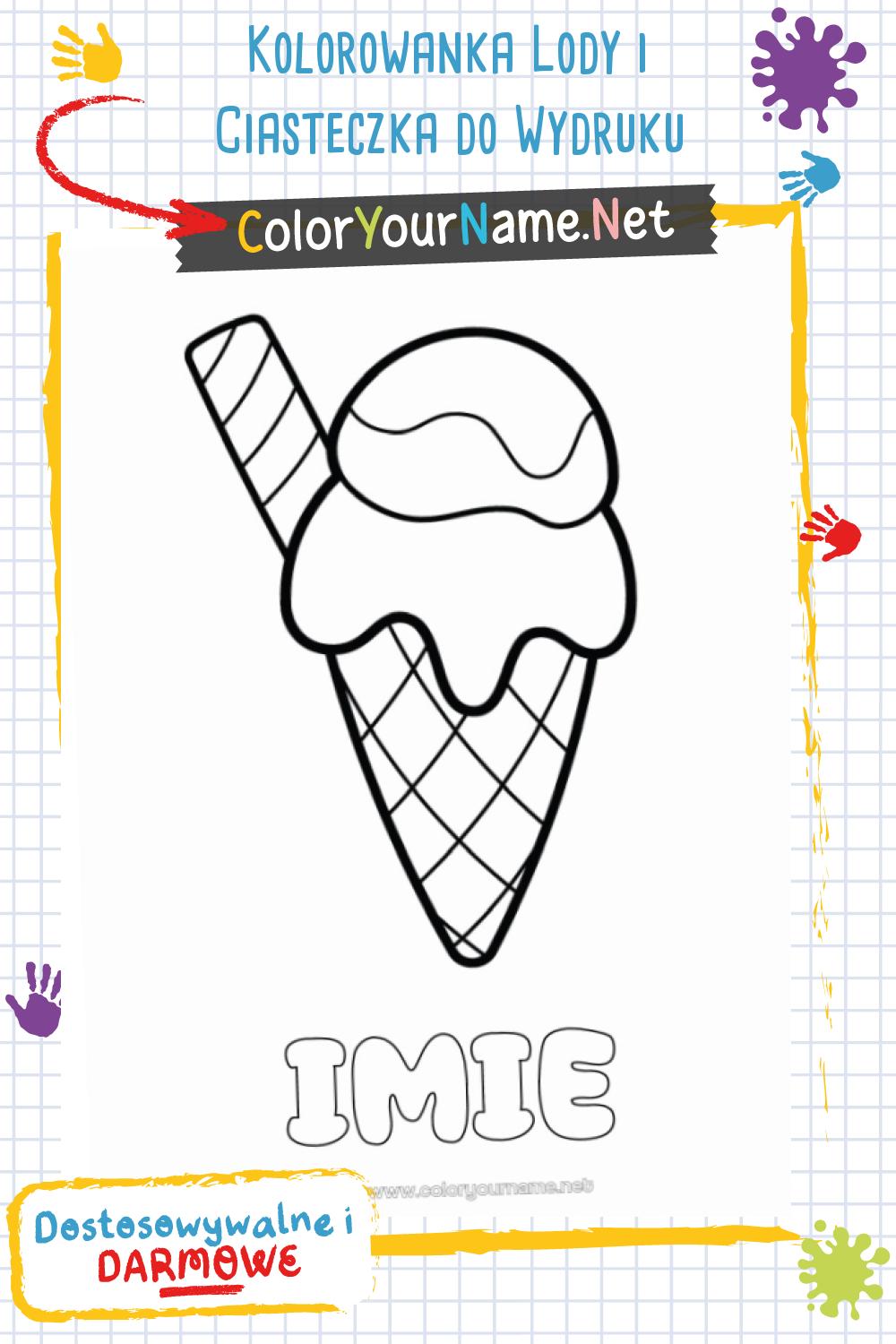 Kolorowanka Lody i Ciasteczka do Wydruku