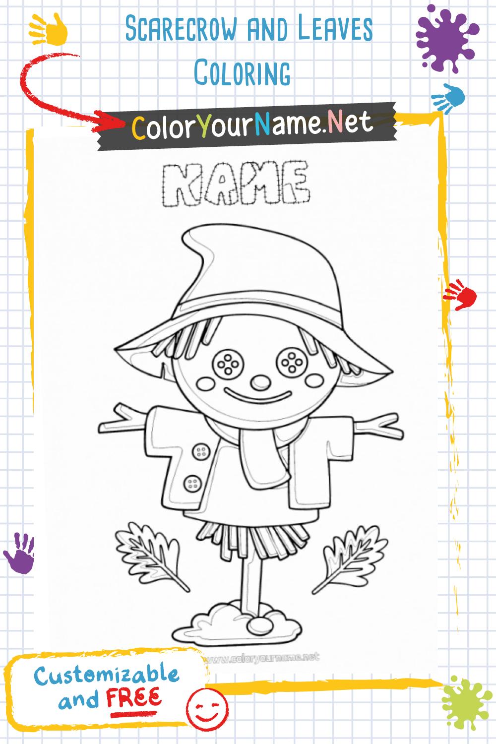 Scarecrow and Leaves Coloring