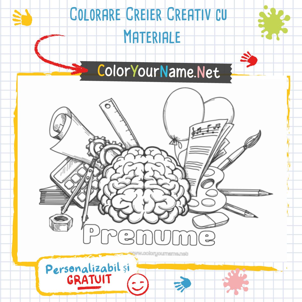 Colorare Creier Creativ cu Materiale