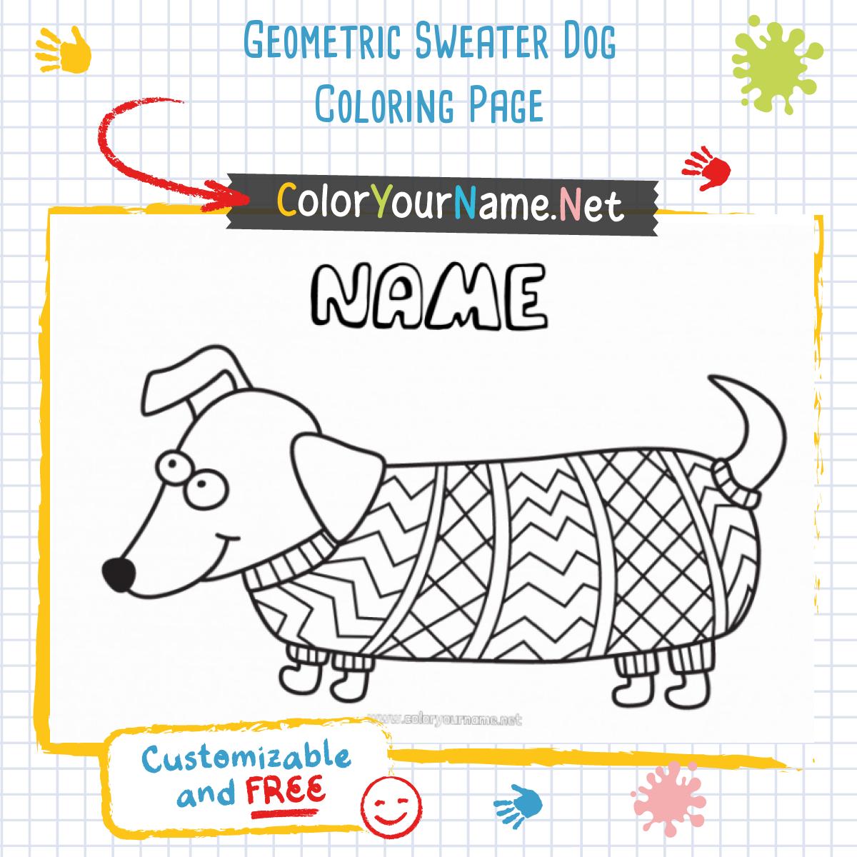 Geometric Sweater Dog Coloring Page