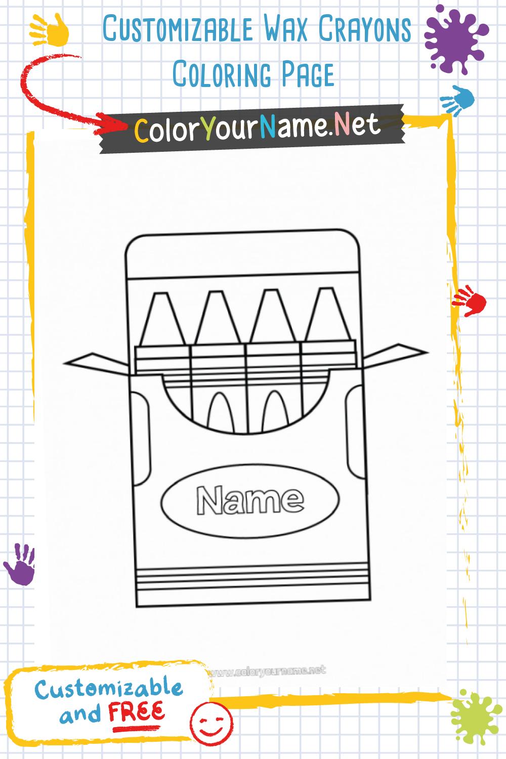 Customizable Wax Crayons Coloring Page